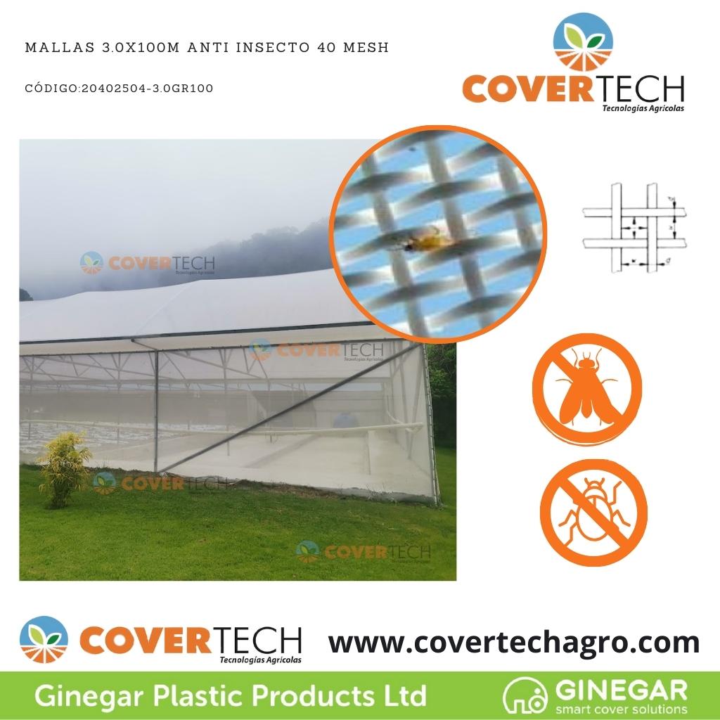 Mallas 3.0x100m Anti Insecto 40 Mesh | Covertech