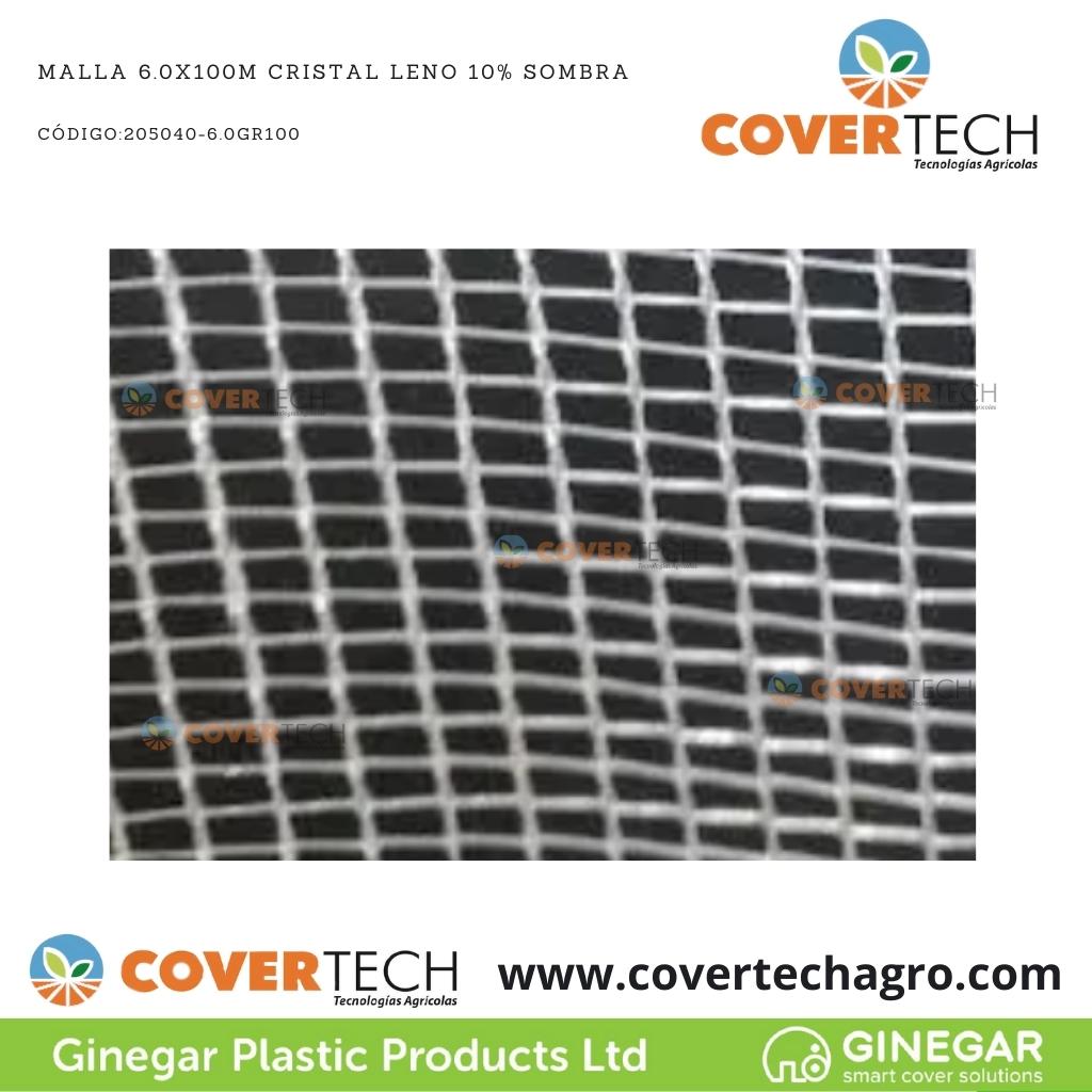 Malla 6.0x100m Cristal Leno 10% Sombra | Covertech
