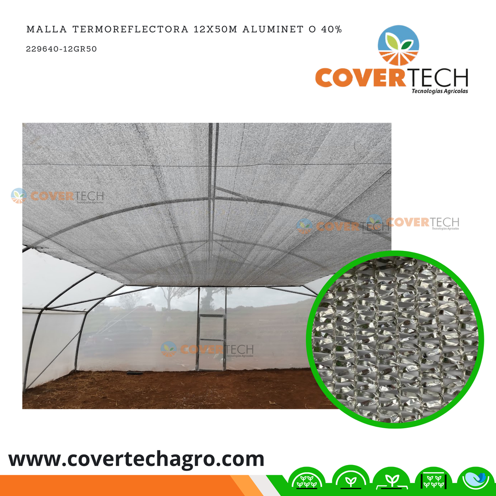 Malla Termoreflectora 12x50m Aluminet O 40% | Covertech